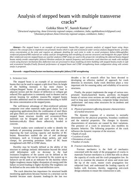 Pdf Analysis Of Stepped Beam With Multiple Transverse Cracks · Stiffness And The Implementa