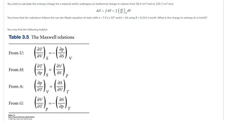 Solved You Wish To Calculate The Entropy Change For A Chegg