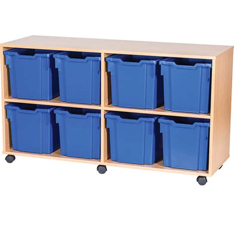 8 Jumbo Tray Quad Bay Mobile Or Static Classroom Storage Unit 779mm