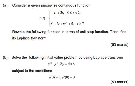 Solved A Consider A Given Piecewise Continuous Function