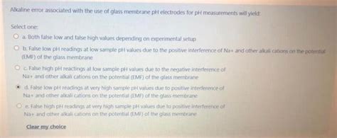 Solved Alkaline Error Associated With The Use Of Glass