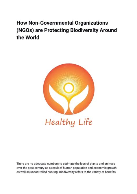 Ppt How Non Governmental Organizations Ngos Are Protecting Biodiversity Around The World