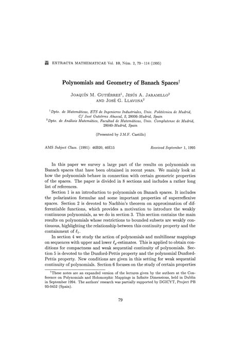 Pdf Polynomials And Geometry Of Banach Spaces