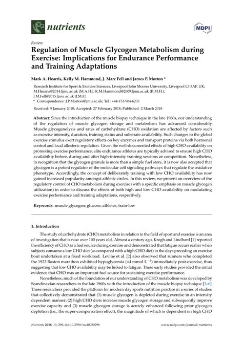 Pdf Regulation Of Muscle Glycogen Metabolism During Exercise Implications For Endurance