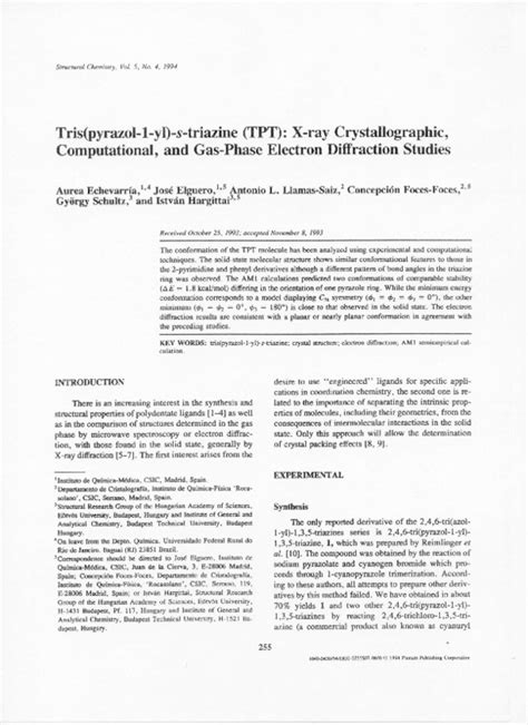 Trispyrazol 1 Yl S Triazine Tpt X Ray Crystallographic Computational And Gas Phase
