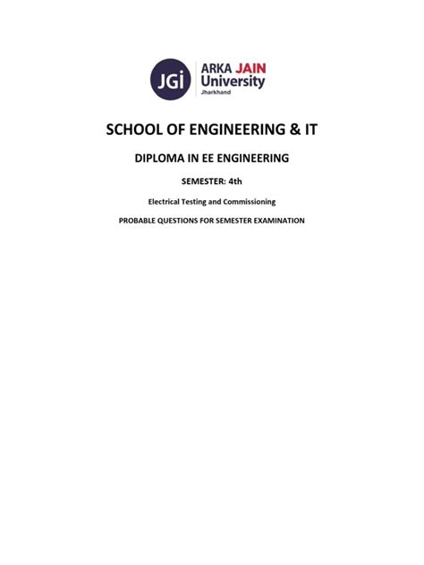 Probable Questions Electrical Testing And Commissioning Pdf