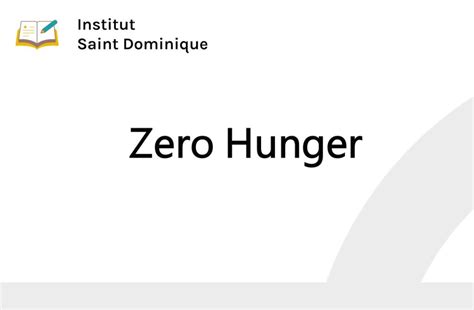 Zero Hunger Institut Saint Dominique