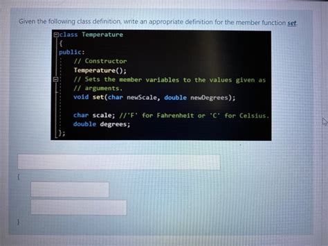 Solved Given The Following Class Definition Write An