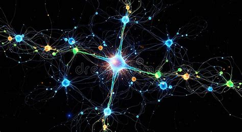 Vibrant Neuron Activity Firing Signals In The Brain Stock Illustration
