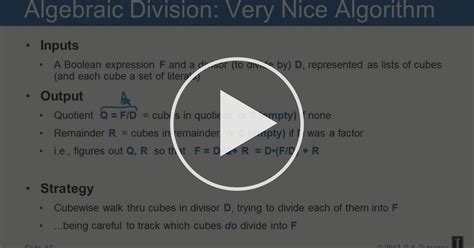 Multilevel Logic Algebraic Division 2 Level Logic Synthesis And