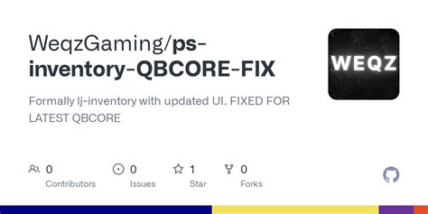 Github Weqzgaming Ps Inventory Qbcore Fix Formally Lj Inventory With Updated Ui Fixed For