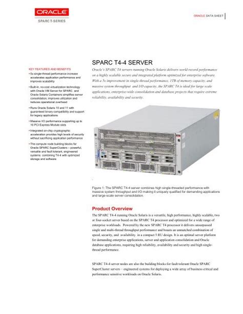 Oracle SPARC T4 4 Server Data Sheet CROCOM Computer Systems