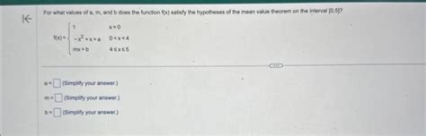 Solved Find Values Of A M B Mean Value Theorem F X 1x2