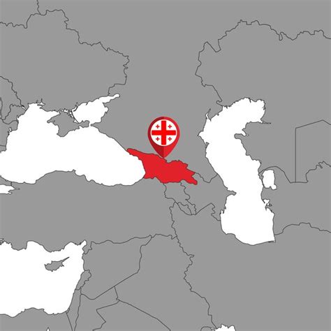 세계 지도 벡터 일러스트 레이 션에 조지아 플래그로 핀 지도 프리미엄 벡터