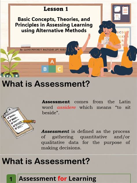 lesson 1 basic concepts theories and principles in assessing learning using alternative