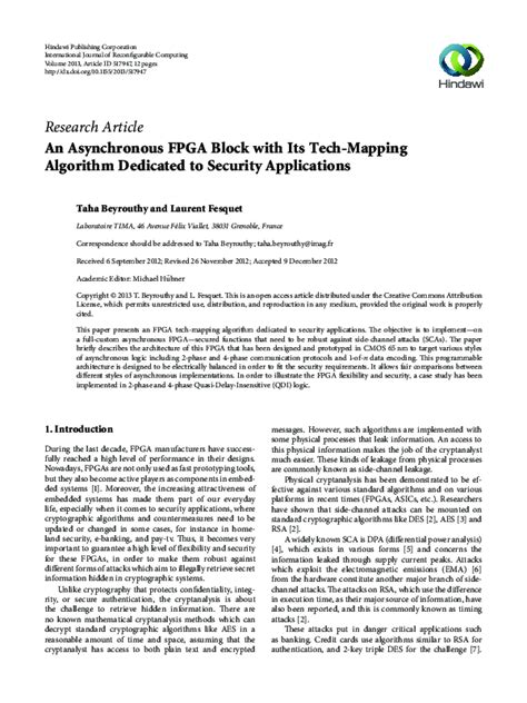 Pdf An Asynchronous Fpga Block With Its Tech Mapping Algorithm