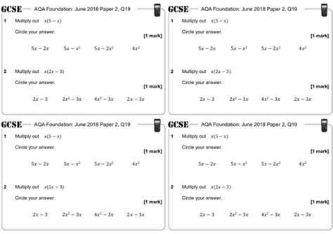 Expanding Single Brackets With Indices Gcse Questions Foundation Aqa Teaching Resources