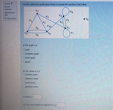 Solved Use The Undirected Graph Given Below To Answer The Chegg