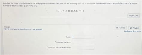 Solved Calculate The Range Population Variance And Chegg
