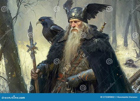 Two Ravens Of The God Odin In Scandinavian Style Huginn And Muninn