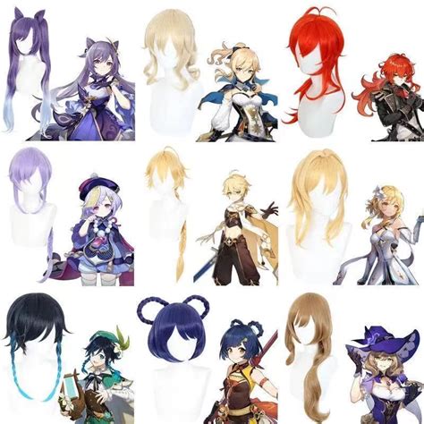 Genshin Impact Cos Wig Engraved Qingdi Luke Amber Qin Qiqi Wendy Xiangling Lisa Yingkong Spot