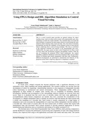 Using Fpga Design And Hil Algorithm Simulation To Control Visual Servoing Lway Faisal