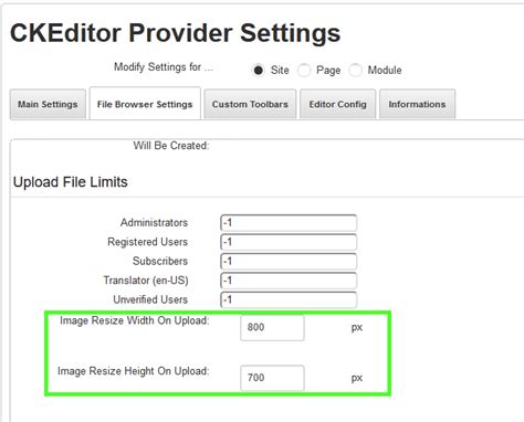 ckeditor option to resize images on upload · issue 5101 · dnnsoftware dnn platform · github