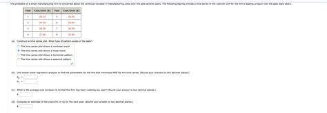 Solved A Construct A Time Series Plot What Type Of Chegg Com