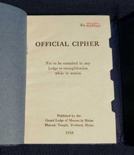 1948 Freemasons Official Cipher Code Book Grand Lodge Masonic Temple