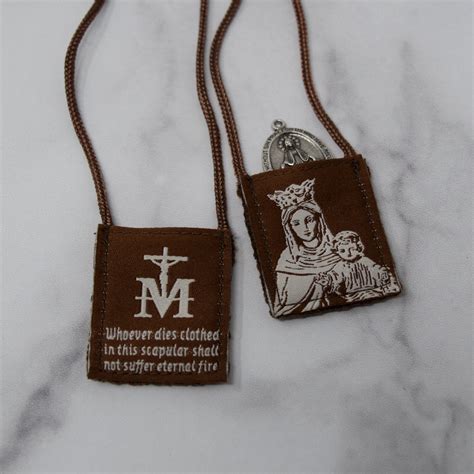 Olmc With Promise Our Lady Of Mt Carmel Premium Brown Scapular