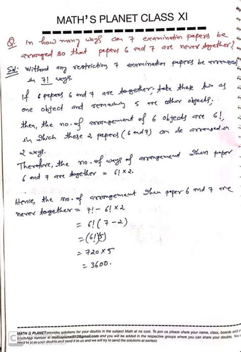 Maths Planet On Linkedin Fb Sol 1431 Class Xi Chapter Permutations And Combinations Doubt …