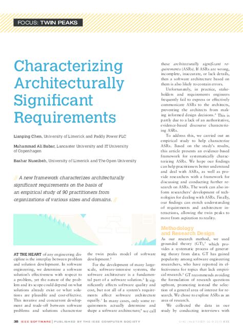 Pdf Characterizing Architecturally Significant Requirements