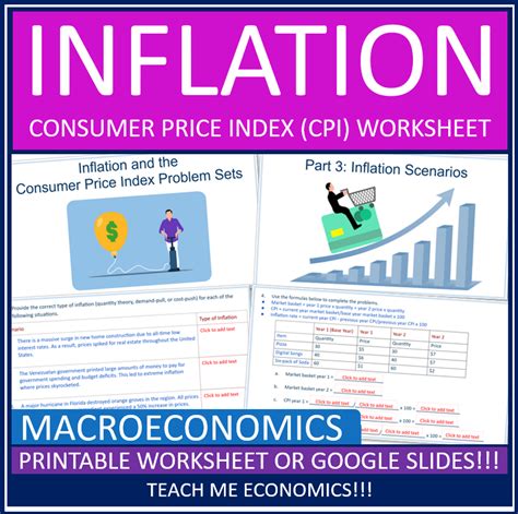 Inflation And The Consumer Price Index Cpi Worksheet Economics Macroeconomics