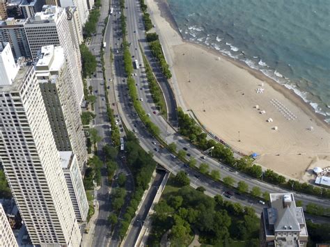 무료 이미지 바닷가 연안 열다 건축물 거리 창문 호수 고속도로 도심 여름 여행 수송 미국 시카고 고층 빌딩 금 일리노이 하부 구조 참나무