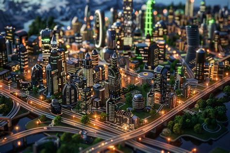 An Illustration Of A Smart Grid City With Optimized Energy Distribution Representing Modern