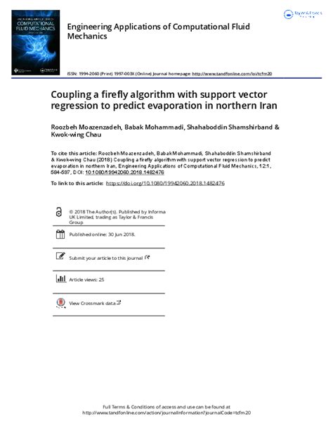 pdf coupling a firefly algorithm with support vector regression to predict evaporation in