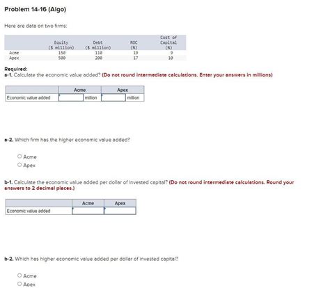 Solved Problem 14 16 Algo Here Are Data On Two Firms Cost Chegg Com
