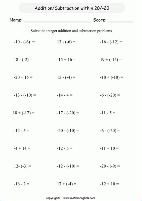 Printable Primary Math Worksheet For Math Grades 1 To 6 Based On The