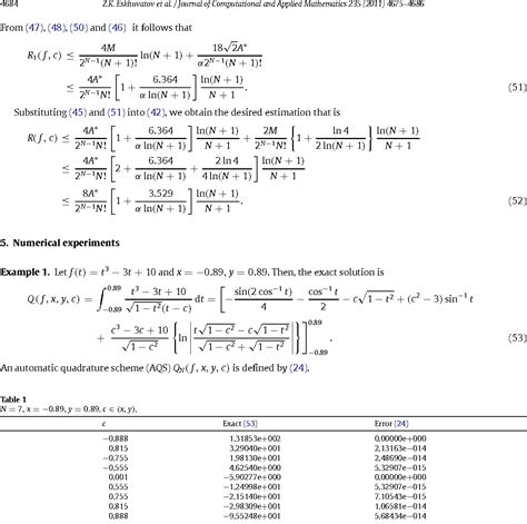 Table 1 From Approximating Cauchy Type Singular Integral By An