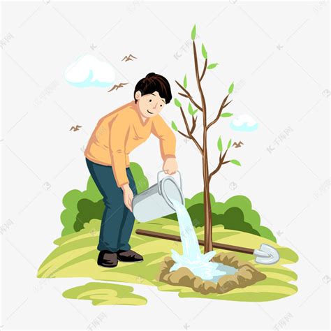 植树节浇水小男孩素材图片免费下载 千库网