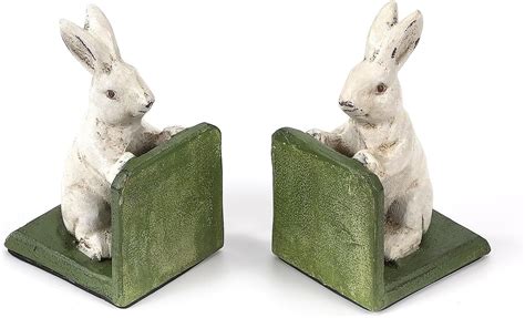Rabbits Book Ends For Shelves Cast Iron Decorative Book