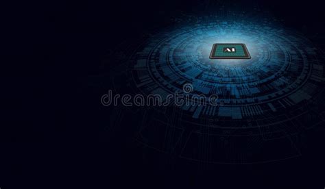 Futuristic Microchip Processor With Lights On The Blue Background Quantum Computer Large Data