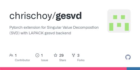 Github Chrischoygesvd Pytorch Extension For Singular Value Decompostion Svd With Lapack