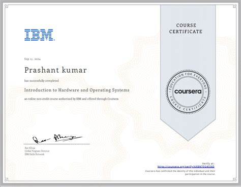Completed Hardware And Operating Systems Course On Coursera