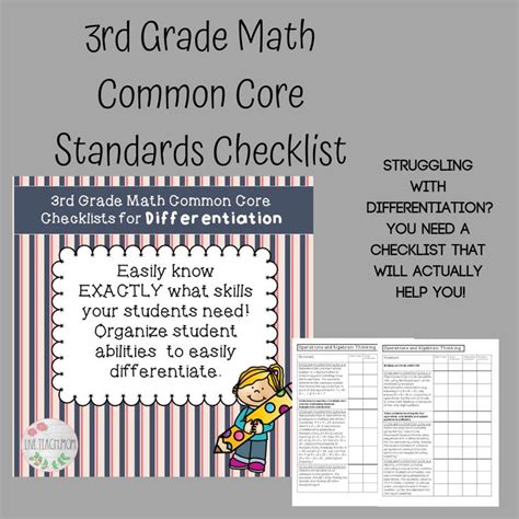 3rd Grade Common Core Math Standards Tracker And Checklist Common