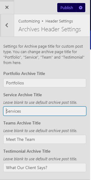 How To Configure Archives Header Settings Prosys Themes Documentations