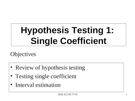 PPT ECON Hypothesis Testing Single Coefficient Review Of Hypothesis Testing