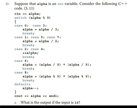 Solved 27 Suppose That Alpha Is An Int Variable