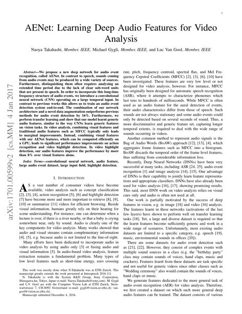 pdf aenet learning deep audio features for video analysis