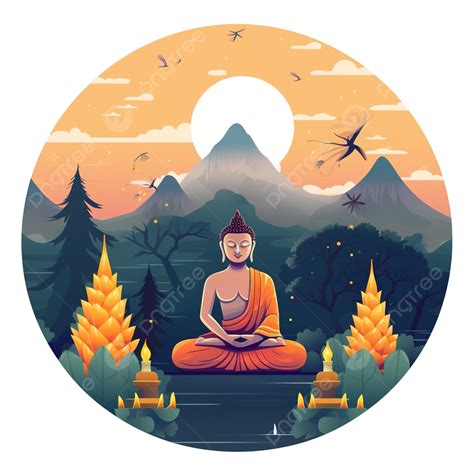 부처님과 함께 행복한 디왈리 디야 나무 산 Png 일러스트 및 이미지 에 대한 무료 다운로드 Pngtree